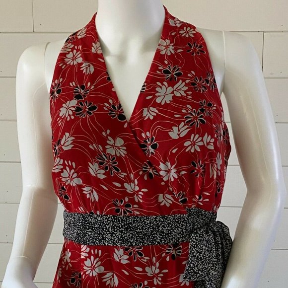 jonathan martin | Dresses | Jonathan Martin Red Black Floral Wrap Dress ...